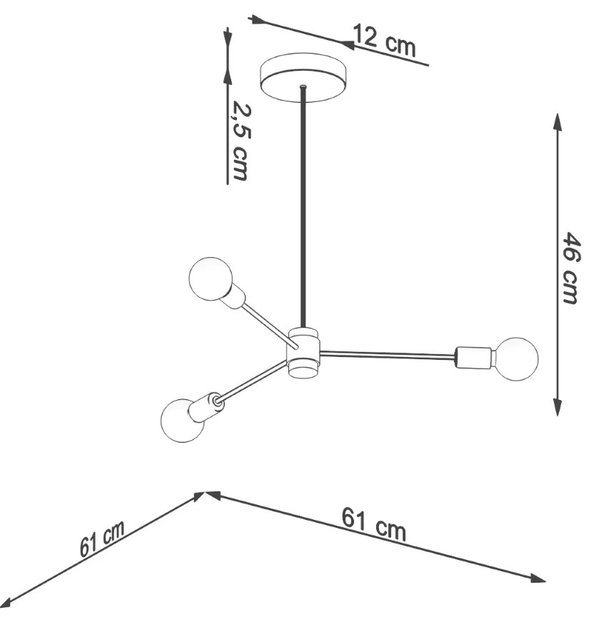 Závěsné svítidlo Lango 3, černé tělo svítidla