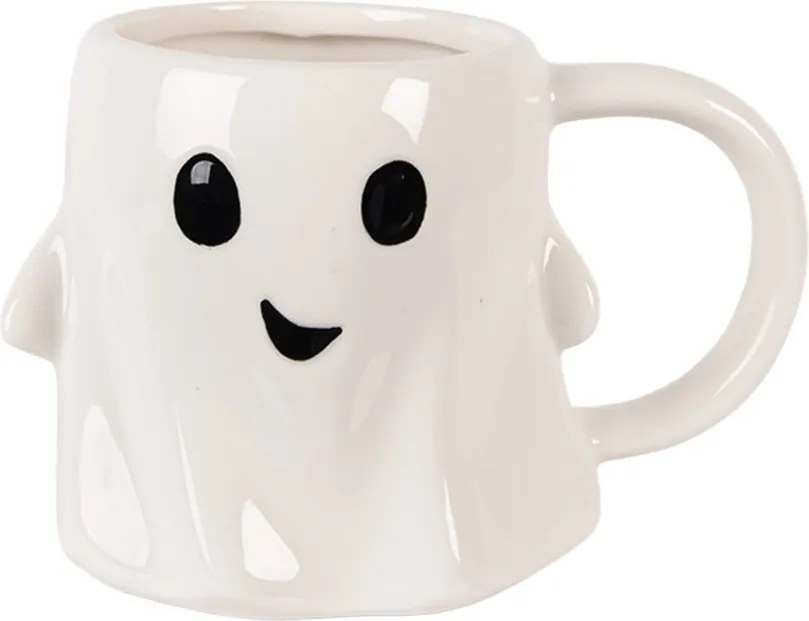 Bílý keramický hrneček Ghost - 14*9*10 cm / 350 ml