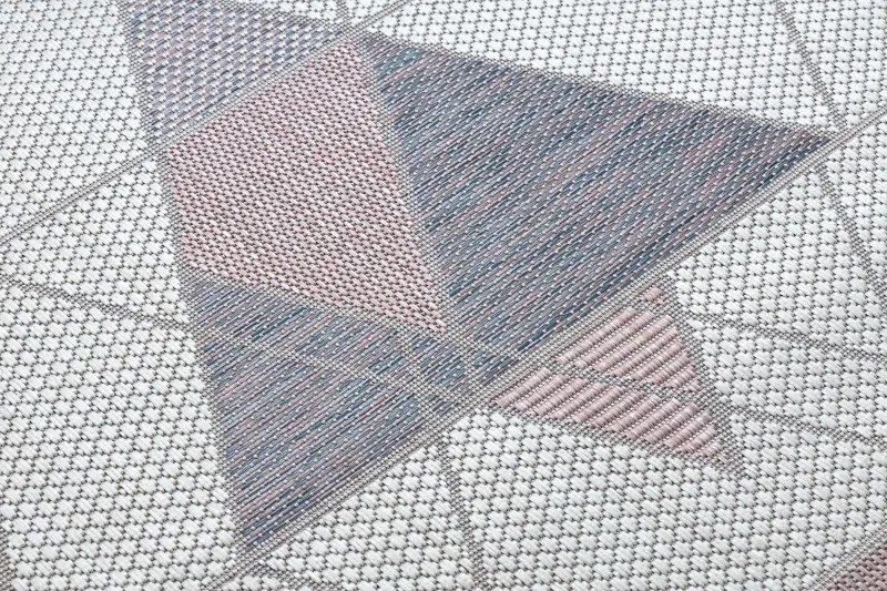 Dywany Łuszczów, Kusový koberec Sion Sisal Triangles B3006A ecru/pink – na ven i na doma, 80x150, růžová, chodba / předsíň