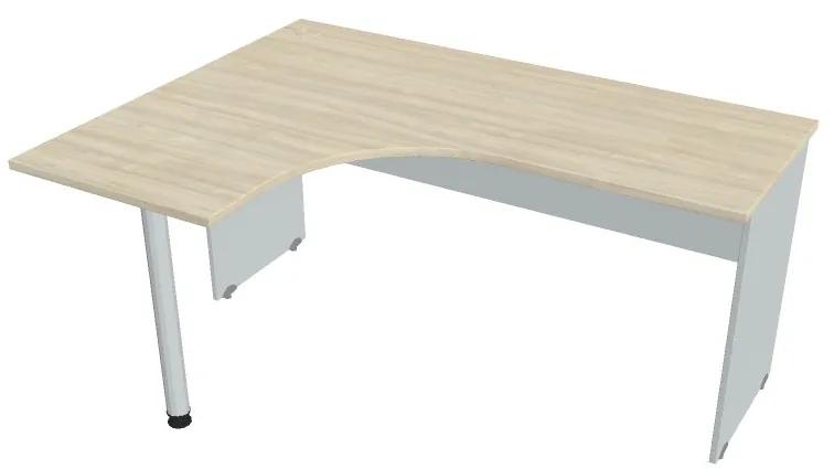 Stůl ergo pravý 160*120 cm - Hobis Gate GE 60 P Dekor stolové desky: akát, Dekor lamino podnože: šedá, Barva nohy: stříbrná