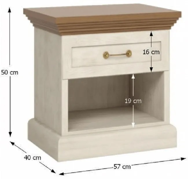 Kondela Noční stolek, sosna skandinávská / dub divoký, ROYAL SN