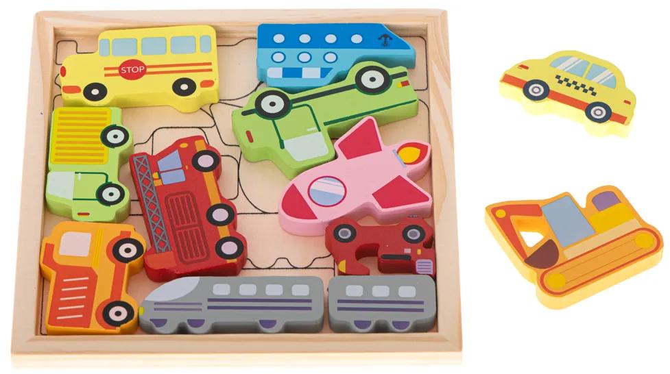 IK Dětská dřevěná vkládačka / puzzle - autíčka