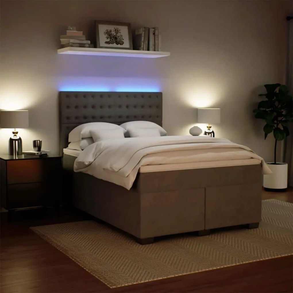 Box spring postel s matrací světle šedá 160x200 cm samet 3293266