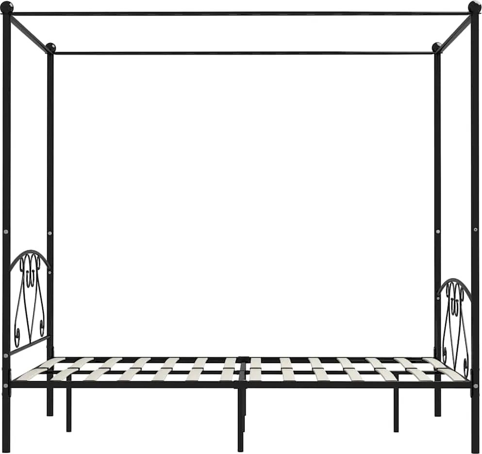 Rám postele s nebesy černý kovový 140 x 200 cm 284436