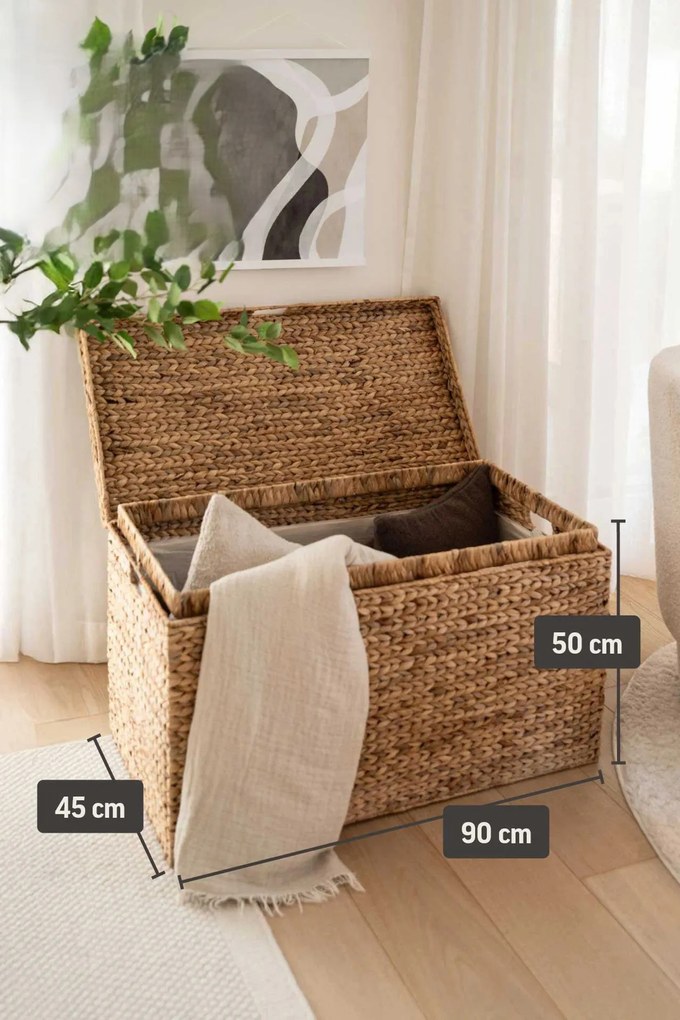 Truhla na prádlo BIG, vodní hyacint, šířka 90 cm natur
