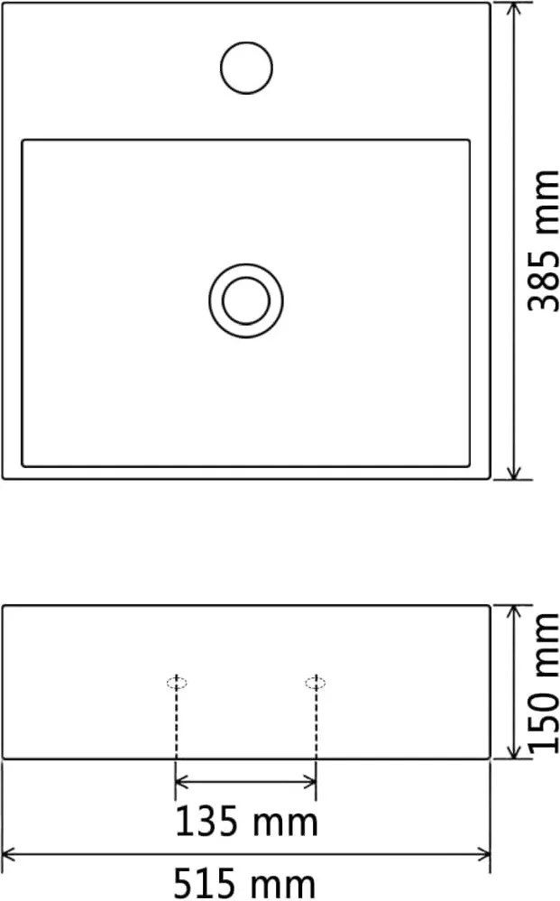 vidaXL Umyvadlo s otvorem na baterii keramické bílé 51,5x38,5x15 cm [142346]