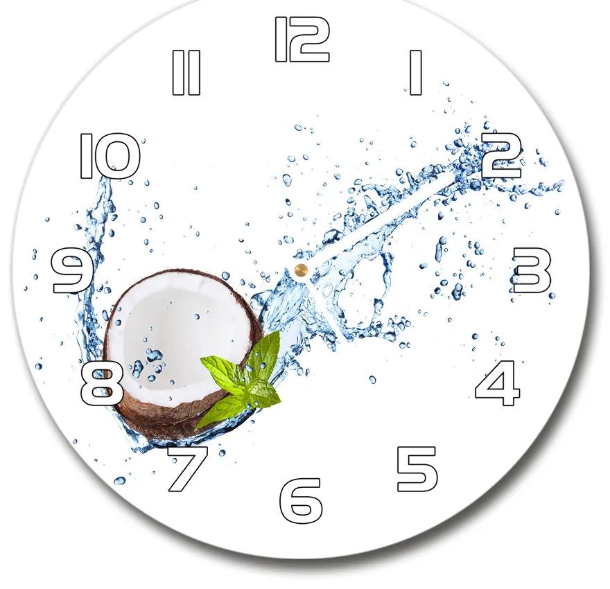 Wallmuralia Skleněné hodiny kulaté Kokos a voda fi 30 cm