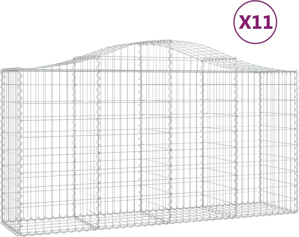 Klenuté gabionové koše 11ks 200x50x100/120cm pozinkované železo 3145649