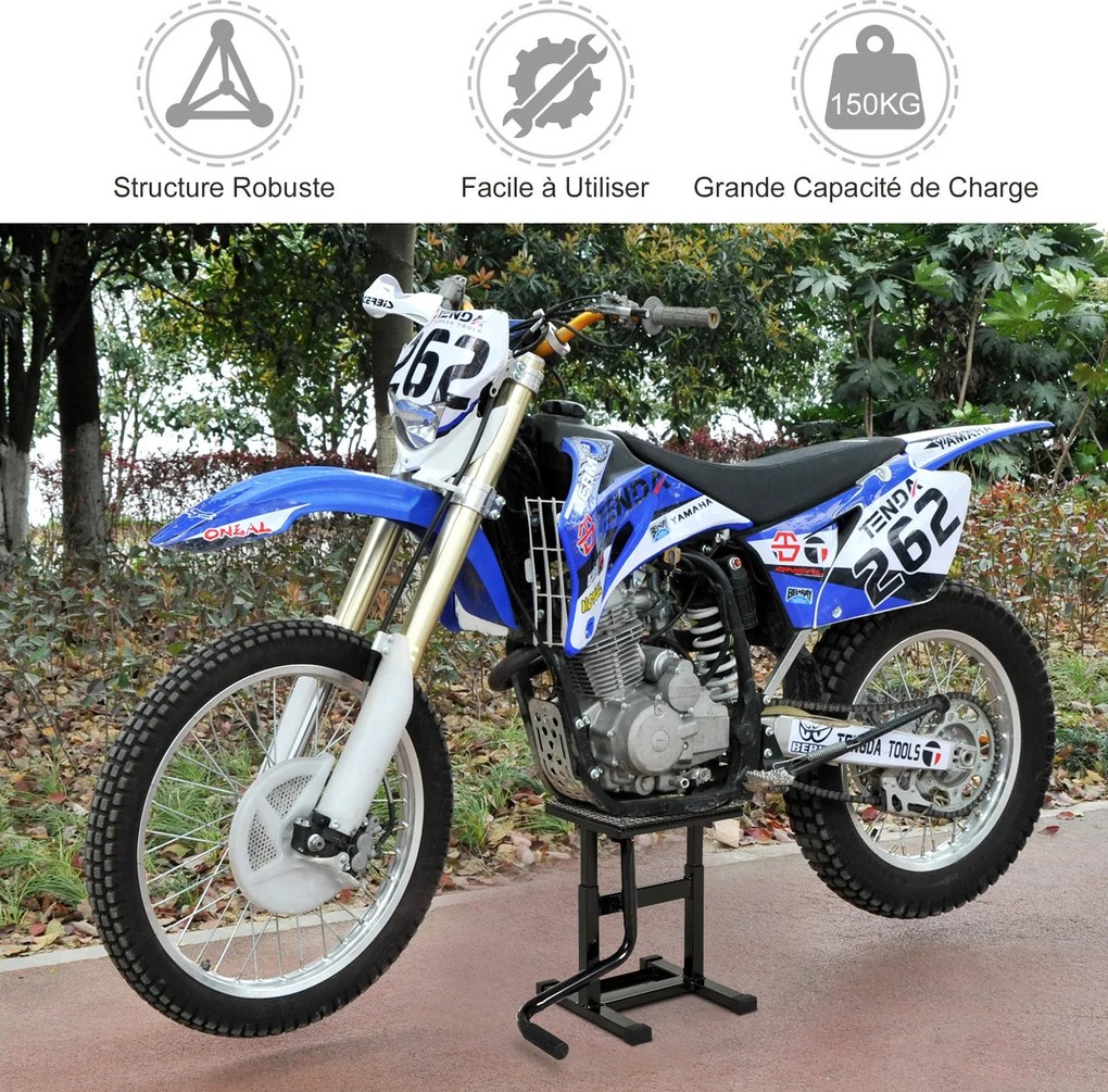 DURHAND HOMCOM Univerzální Nastavitelný Hydraulický Zvedák Motocyklu - Stojan na Off-Road Motocykly Motocross Supermoto Černý