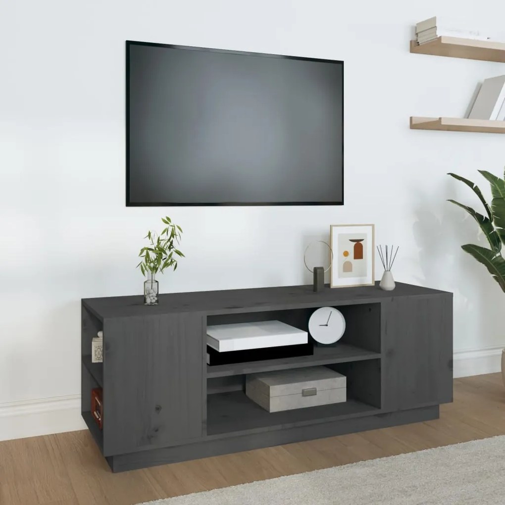 TV skříňka šedá 110x35x40,5 cm masivní borové dřevo
