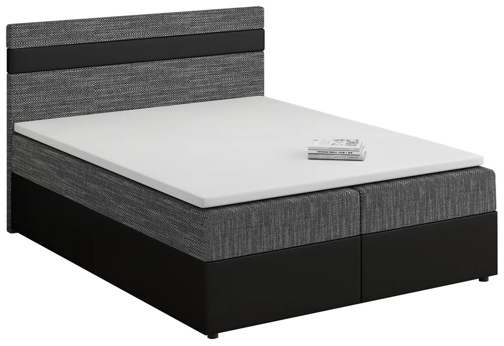 Kontinentální postel 140x200 cm Mimosa Comfort (melíorvaná šedá + černá) (s roštem a matrací). 1056225