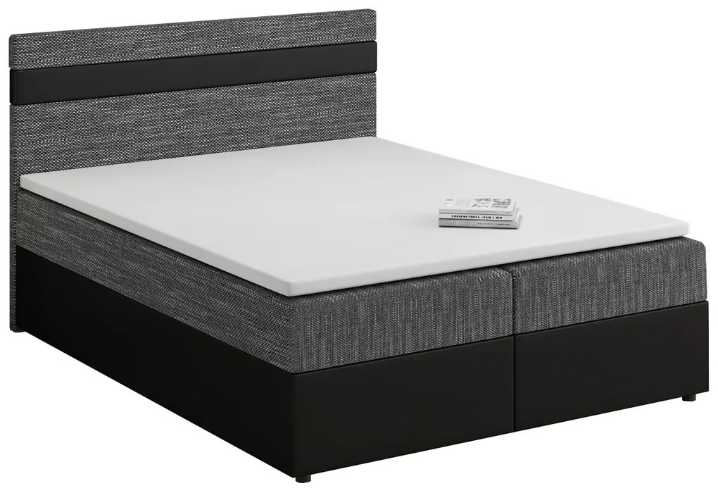 Kontinentální postel 160x200 cm Mimosa Comfort (melíorvaná šedá + černá) (s roštem a matrací). 1056232