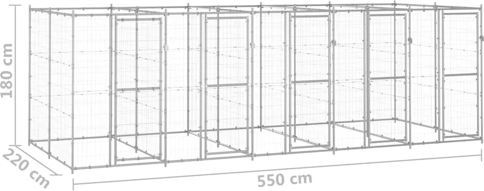 Venkovní psí kotec pozinkovaná ocel 12,1 m² 3082285