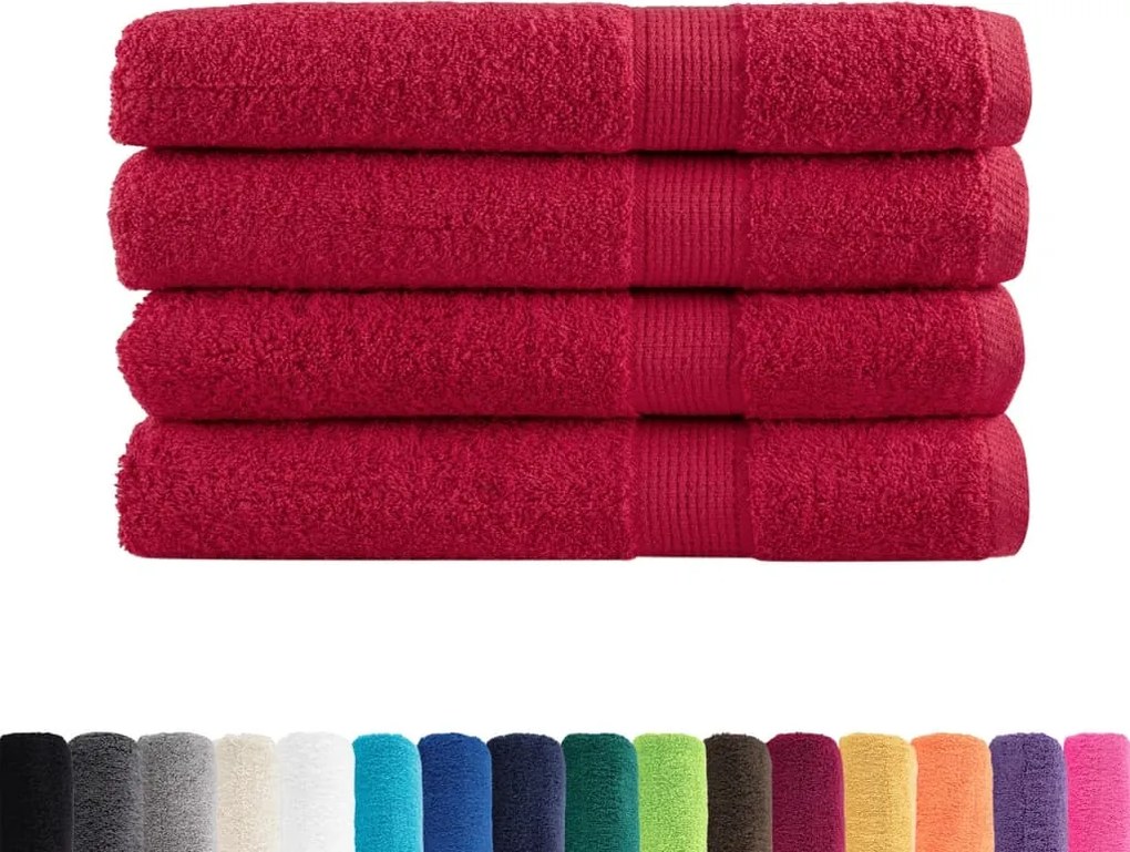 Premium ručníky SOLUND 4 ks červené 80 x 200 cm 600 g/m² 137411