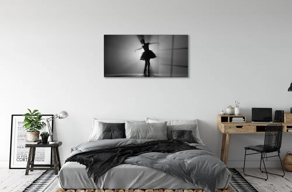 Obraz na skle Baletka šedé pozadí 140x70 cm