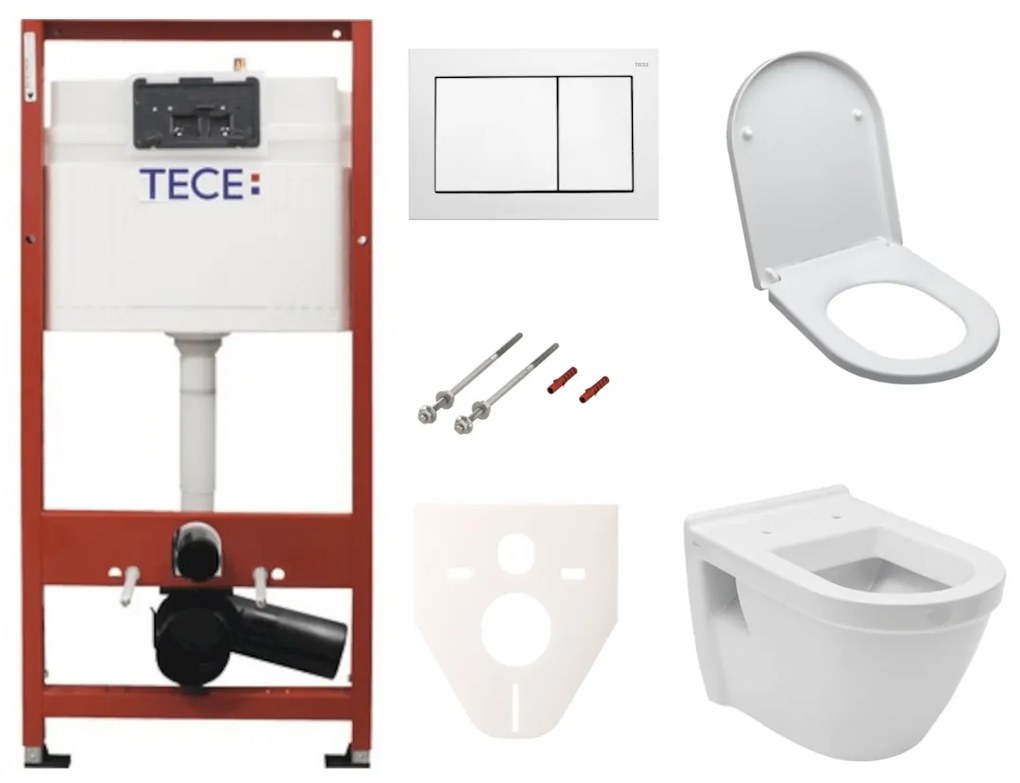 Cenově zvýhodněný závěsný WC set TECE do lehkých stěn / předstěnová montáž+ WC Vitra Integra vč. sedátka SIKOTSV0