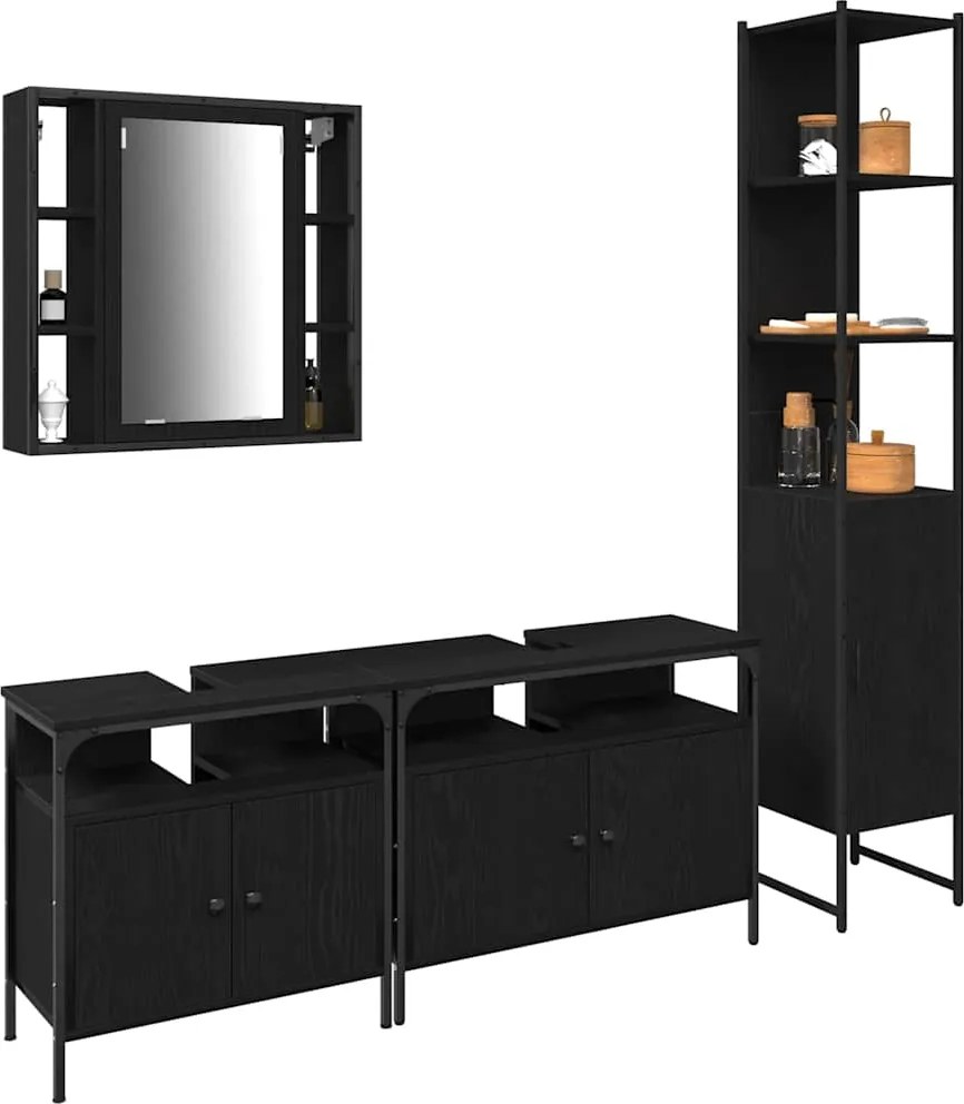 Sada koupelnového nábytku 4 ks Černý dub 33 x 33 x 185,5 cm 3334423