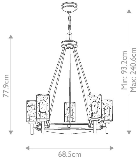 Elstead HK-COLLIER5 - Lustr na řetězu COLLIER 5xE27/100W/230V