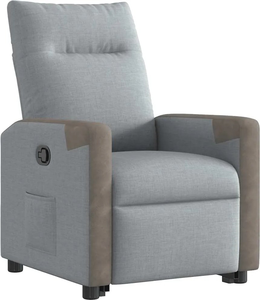 Zvedací polohovací křeslo světle šedé textil 3324090