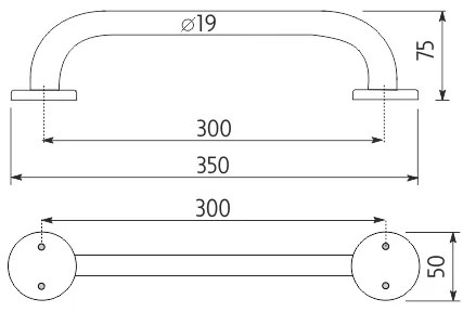 Koupelnové madlo 30 cm x 19 mm do koupelny, sprchy, pro seniory NIMCO Madla BM 3035-18