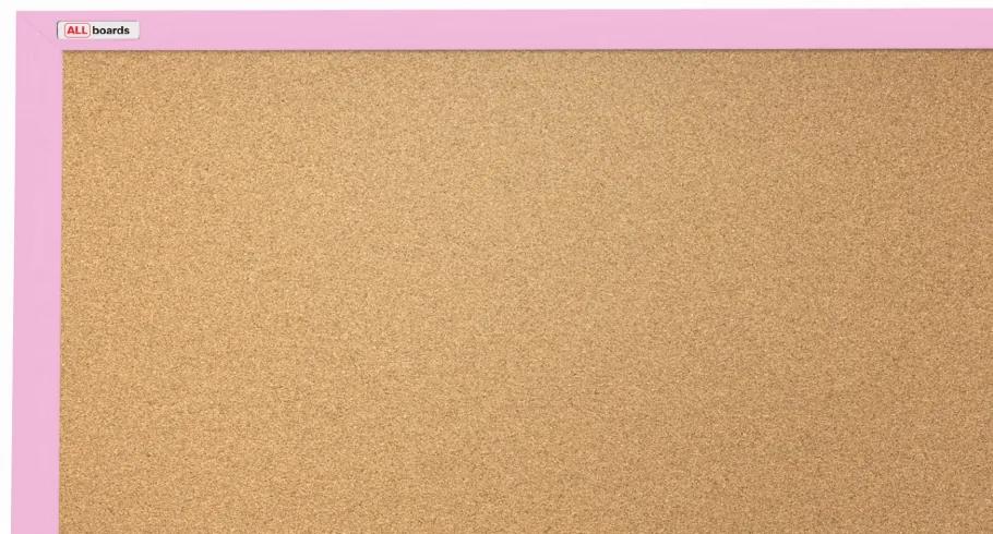ALLBOARDS,Korková nástěnka v barevném dřevěném rámu 90x60 cm – Růžová,TK96P