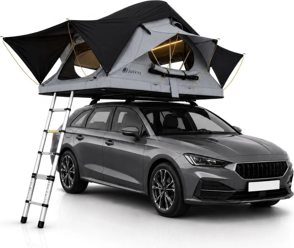 Juskys Autostan Lago pro 2–3 osoby Barva: černá / khaki, Velikost: 140 × 240 cm