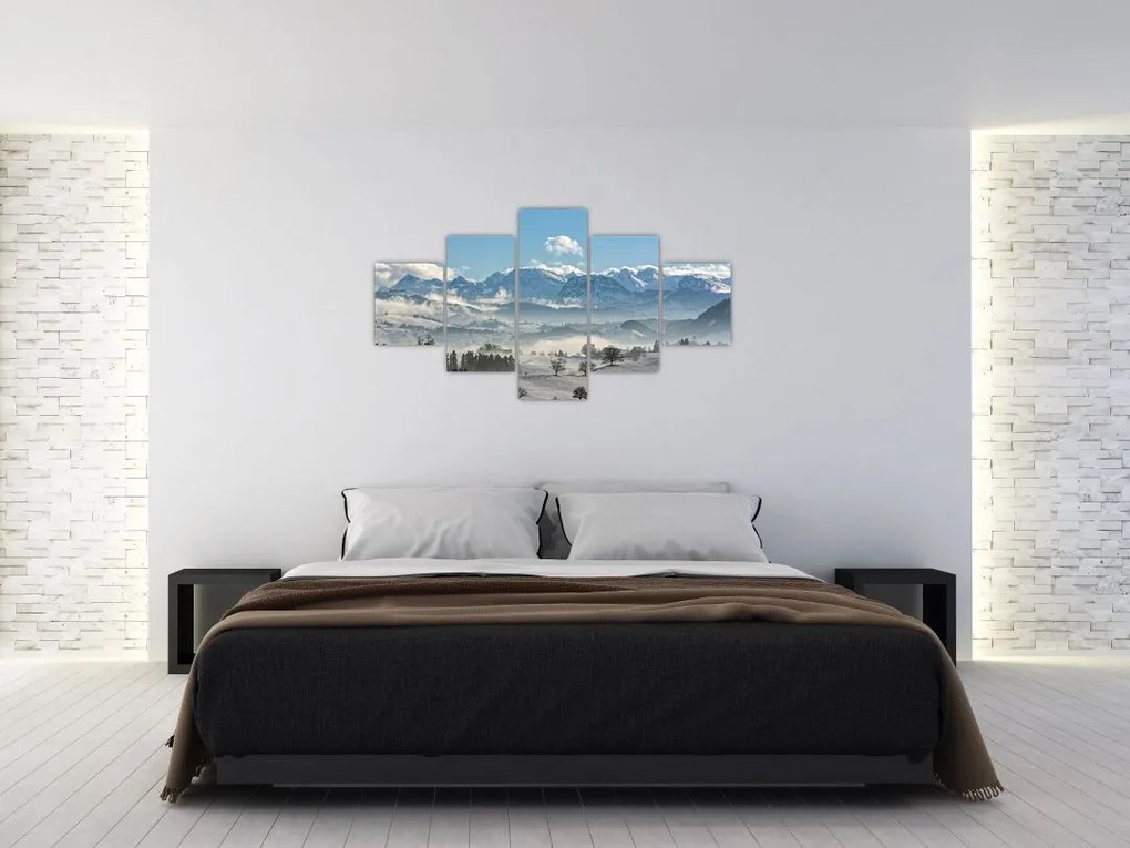 Obraz zasněžených hor (125x70 cm)