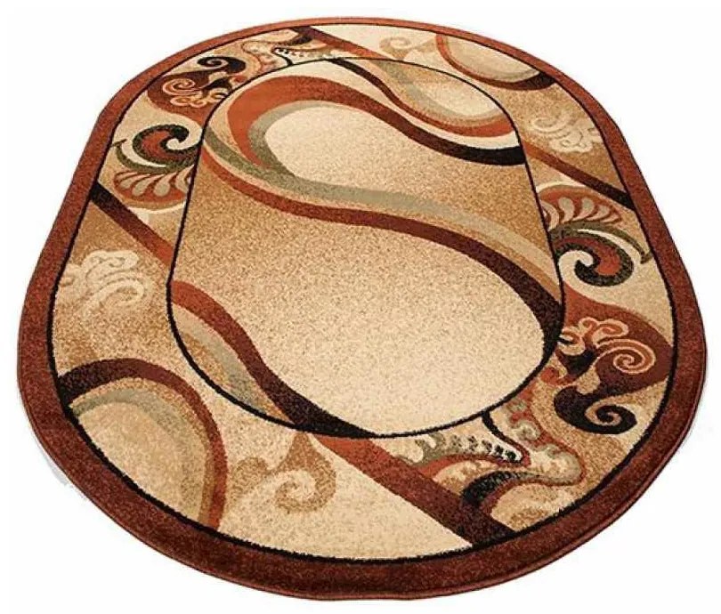 Kusový koberec Vlnění hnědý ovál, Velikosti 70x140cm
