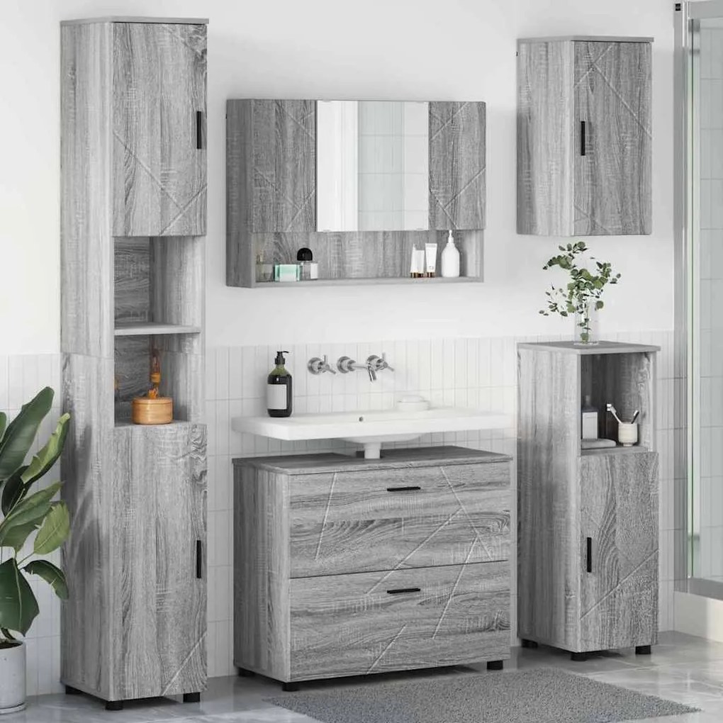 Sada koupelnového nábytku 5 ks Šedá Sonoma 35 x 30 x 192 cm 3393069