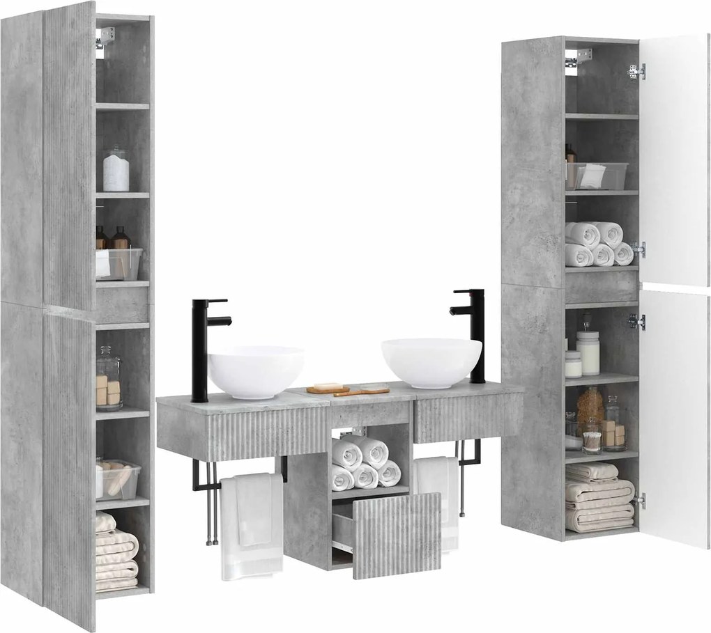 Sada koupelnového nábytku 5 ks Betonově šedá 33 x 34,5 x 160 cm 3406006
