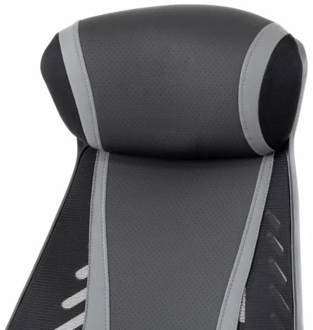 Herní křeslo šedé černé ekokůže MESH PCA mech KA-Y213 GREY