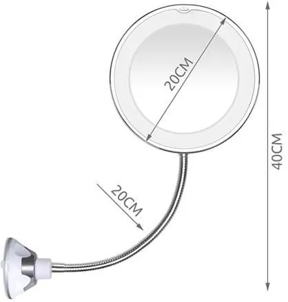 ISO Kosmetické zrcátko s přísavkou a LED osvětlením 10x, 9619 5902