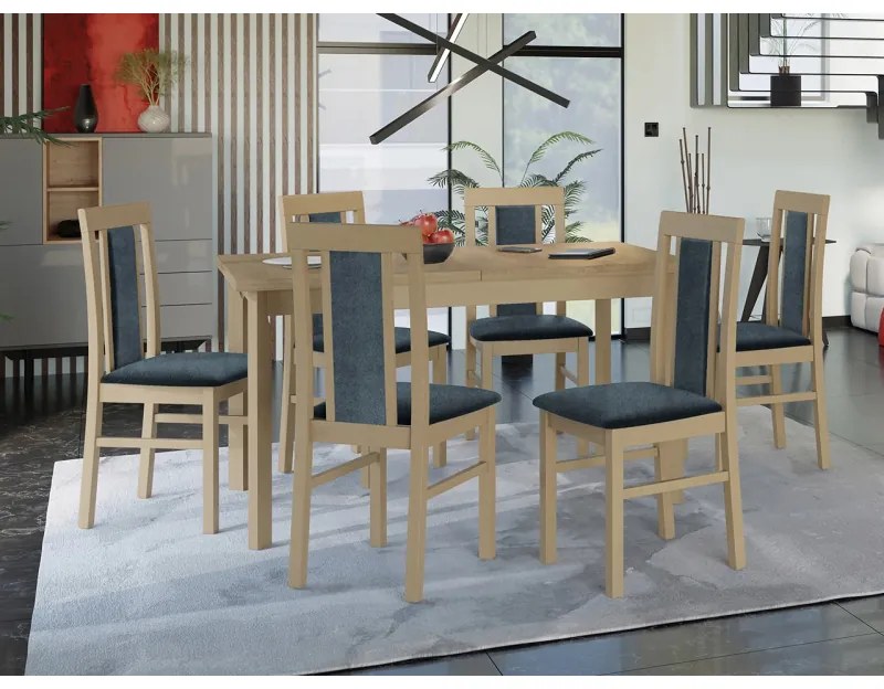 Rozkládací stůl se 6 židlemi - AL34, Barva dřeva: olše, Potah: Kronos 7