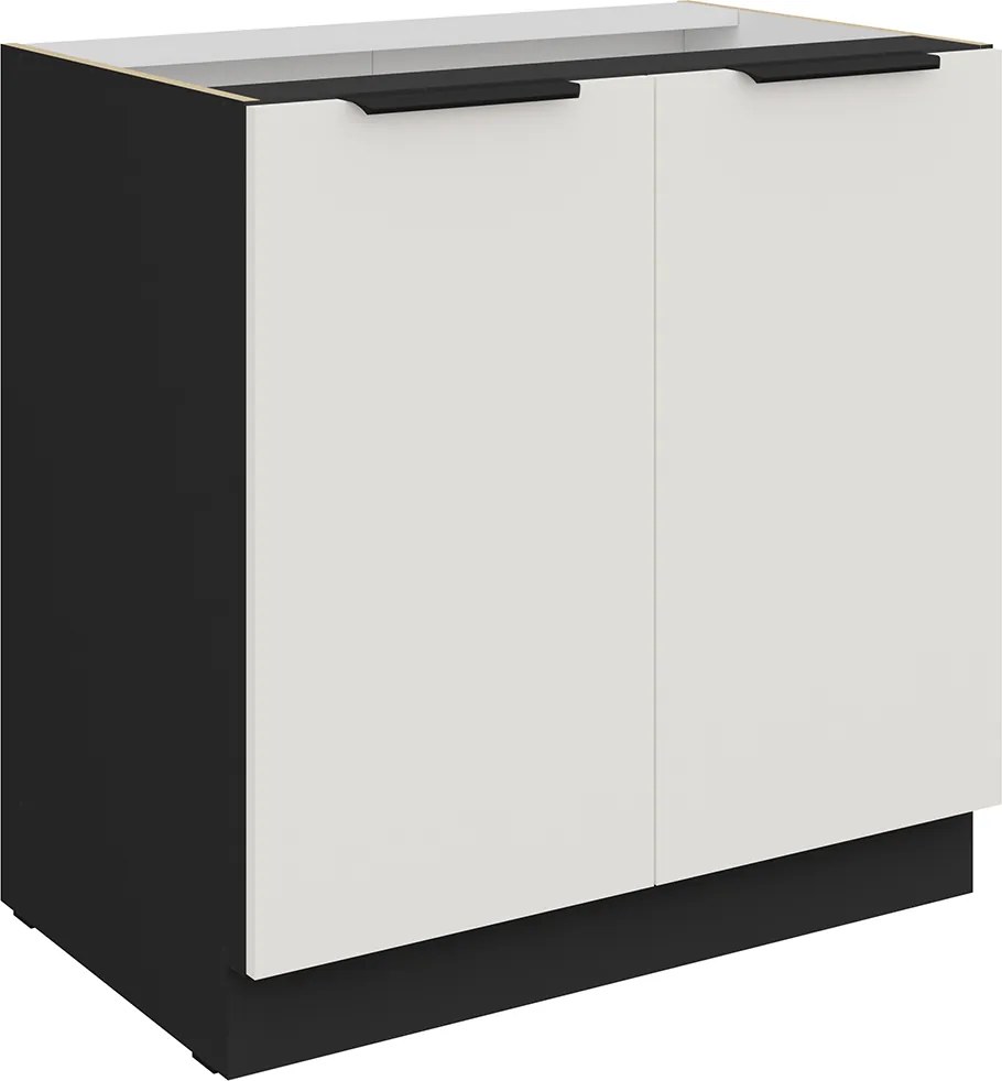 ARIA wb | dolní skříňka 80 D 2F policová | 80 cm | ANTI FINGERPRINT povrch | černá/bílá