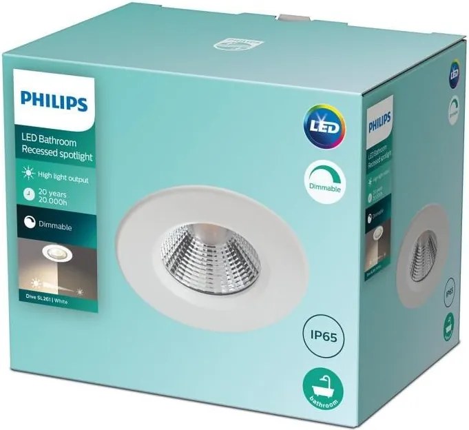 PH 8718699756048 LED Zapuštěné bodové svítidlo Philips DIVE SL261 set 3ks 8718699756048 3x5,5W 3x350lm 2700K IP65 bílé stmívatelné - PHILIPS (929002374422)