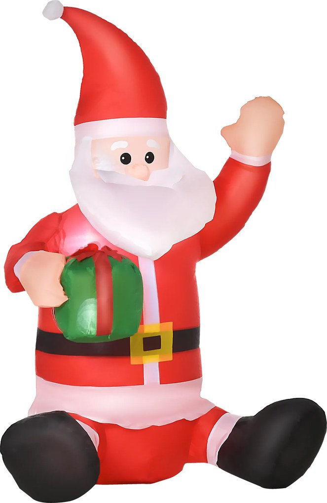 Aosom Santa Claus Vánoční dekorace, 1,2 m, samofukovací, LED, včetně ventilátoru, červená + bílá