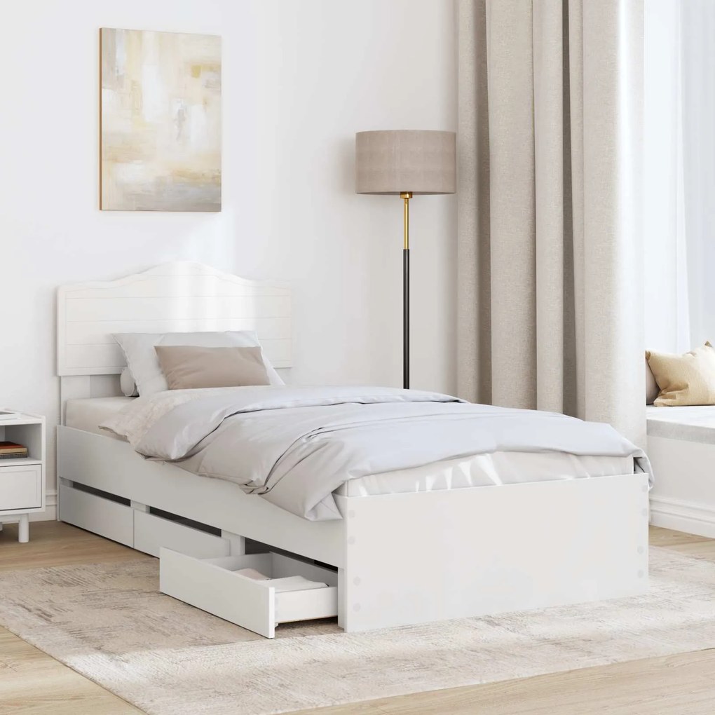 Rám postele se zásuvkou Bílá 100 x 200 cm Inženýrské dřevo 3413033