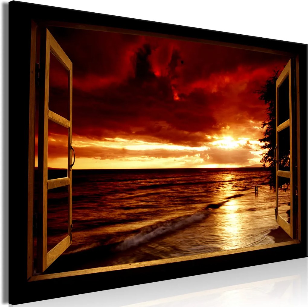 3D obraz okno na západ slunce + háčky, hřebíčky ZDARMA Velikost (šířka x výška): 102x68 cm