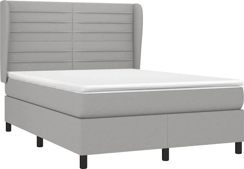 Box spring postel s matrací světle šedá 140 x 200 cm textil 3128045