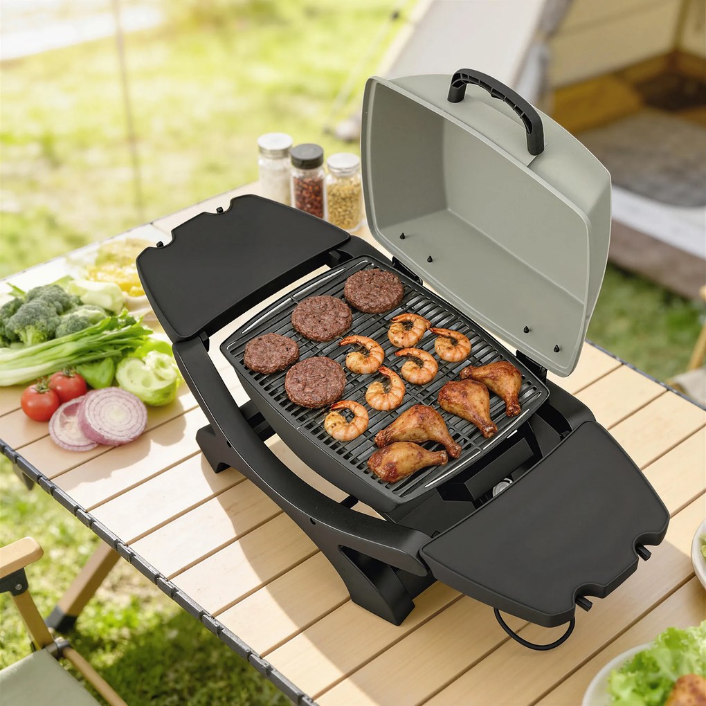 Stolní elektrický gril 2300W 23x71 cm přenosný elektrický gril s nepřilnavými grilovacími rošty s odkapávací miskou na tuk