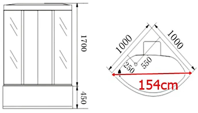 BPS-koupelny Hydromasážní box HYD-Bella 100, 100x100 bez sauny