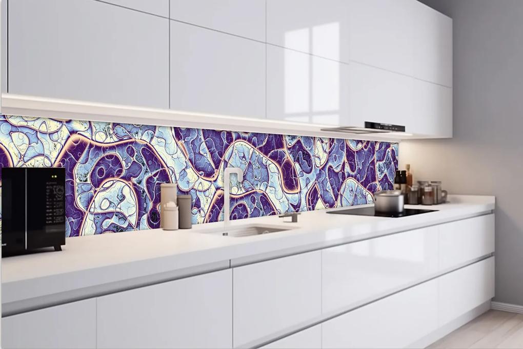 DIMEX | Fototapeta do kuchyně Imitace mramorové textury KI-420-285 | 420 x 60 cm | modrá, krémová