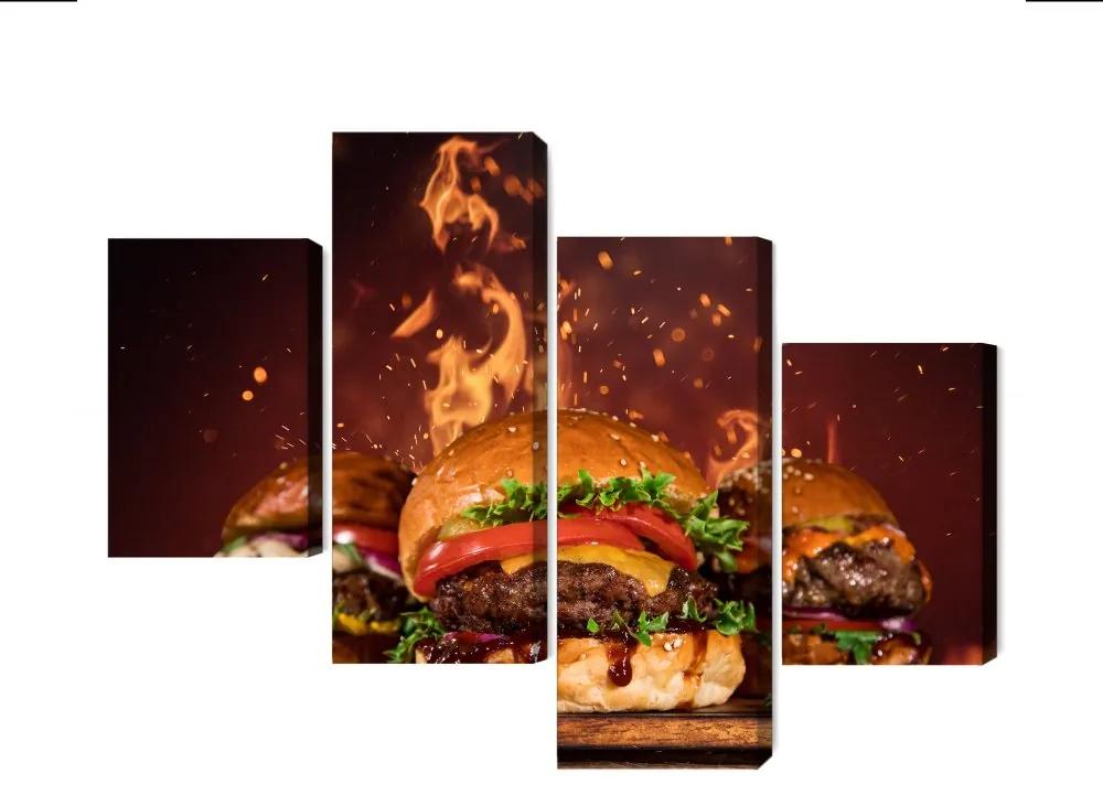 Vícedílný obraz Chutné Hamburgery Nedostatek Nedostatek Plátno Canvas 240x150