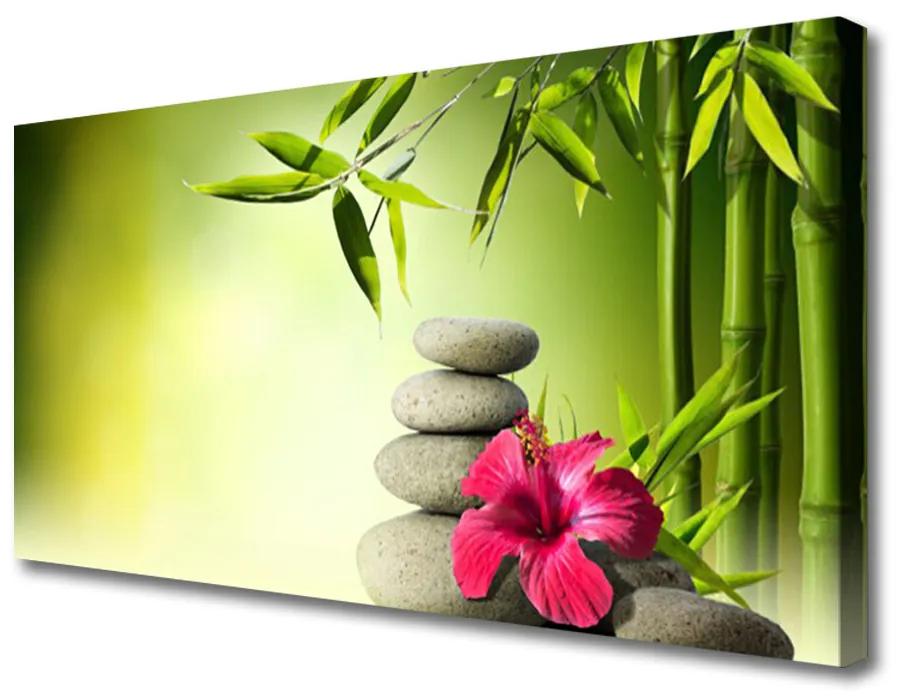 Obraz na plátně Bambus Květ Kameny Zen 140x70 cm