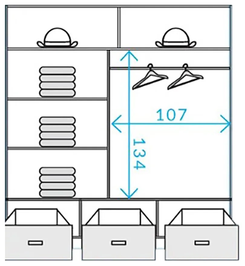 Šatní skříň CANADA CA-11 | 200 cm | se zrcadlem | riva
