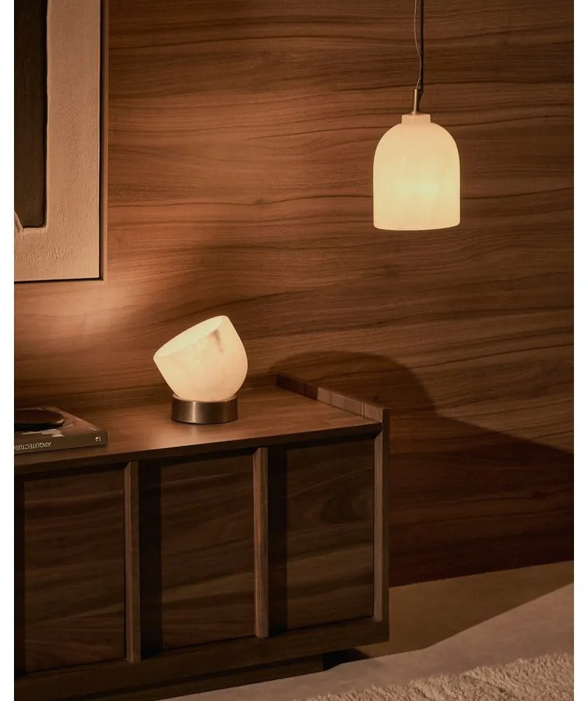 Krémová/v mosazné barvě stolní lampa (výška 17 cm) Shenli – Kave Home