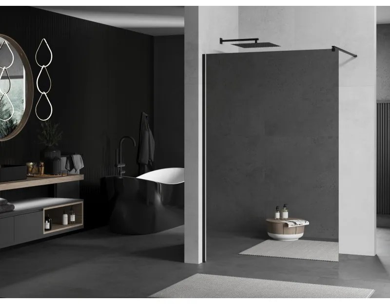 Mexen Kioto sprchová zástěna 70x200 cm 8 mm, černý profil, sklo efekt zrcadla, 800-070-101-70-50