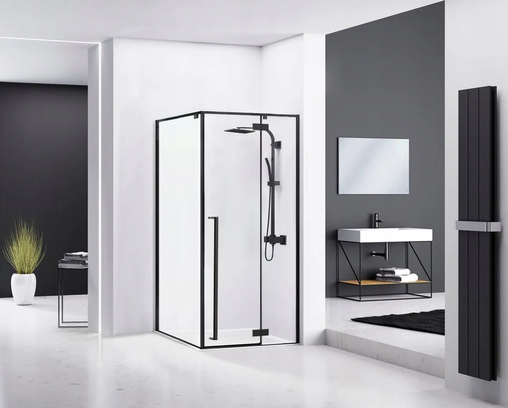Sprchový kout REA FARGO 90/zástěna x 120/dveře cm, černý matný/transparent - bez vaničky