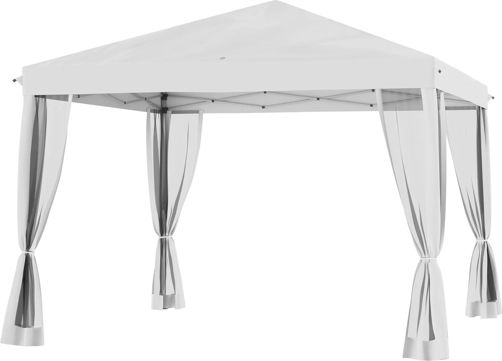 Pavilion Outsunny cca 3x3m, voděodolný stabilní zimní skládací pavilion s UV ochranou, skládací párty stan s 4 bočními panely, taška na zahradní pavil