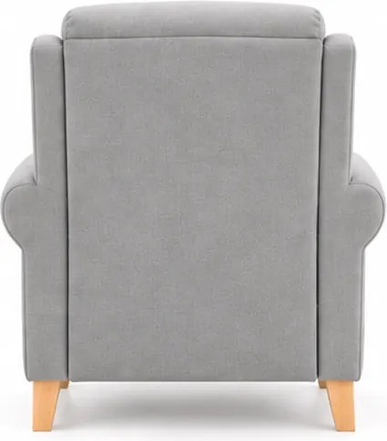 křeslo relaxační, odpočinkové, ušák, dřevo/textil, 101x95x75 cm, přírodní/světle šedá, Dekorino VILAR